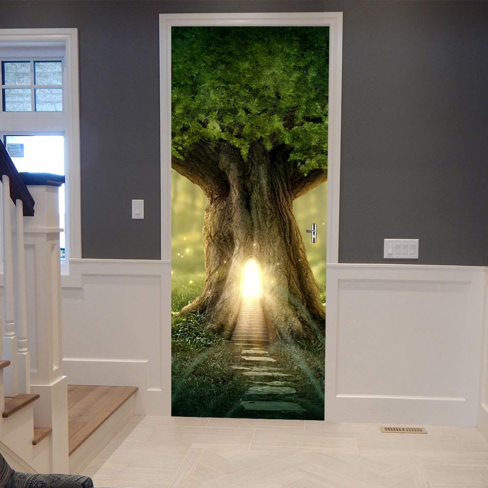 Forest Door Sticker Sound Immersive Vinyl PVC Waterproof Self-adhesive ...