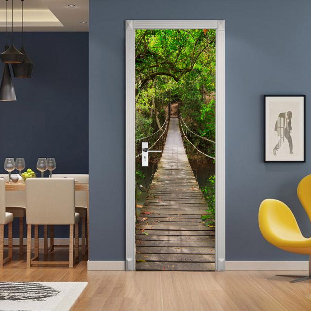 Forest Door Sticker Sound Immersive Vinyl PVC Waterproof Self-adhesive ...