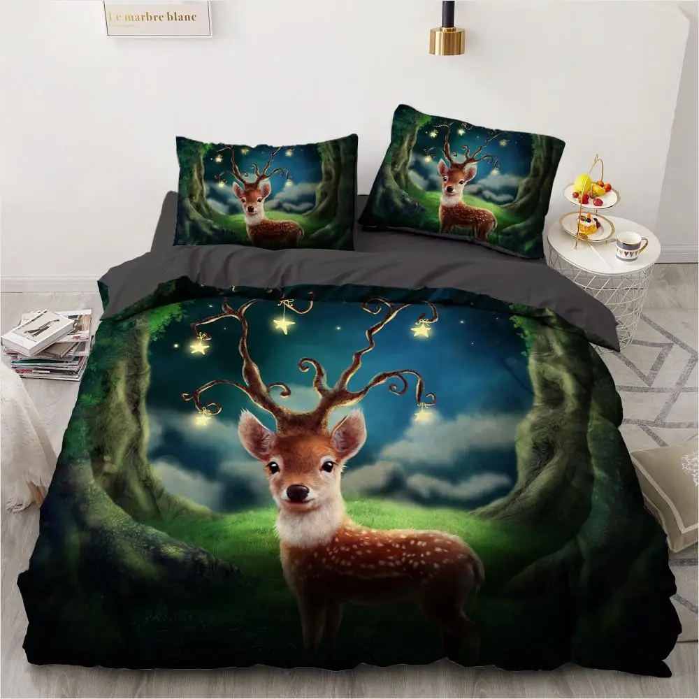 Forest Duvet Cover Set Fireflies Flying In A Glass Bottle Bedding Set ...