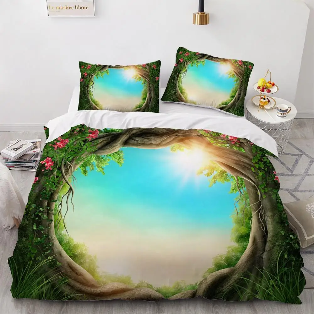 Forest Duvet Cover Set Fireflies Flying In A Glass Bottle Bedding Set ...