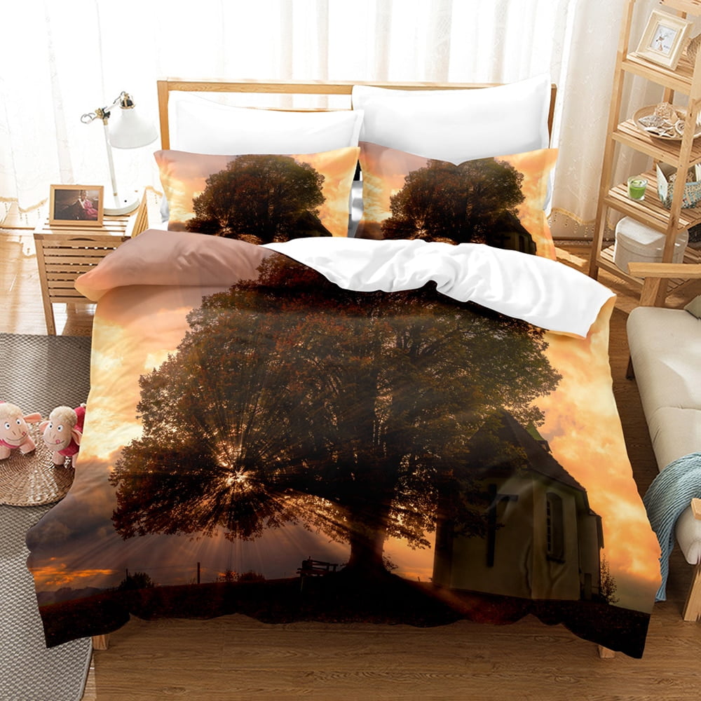 Forest Duvet Cover Set Forest with Shaded Trees Dreamy Woodland Scene 2 ...