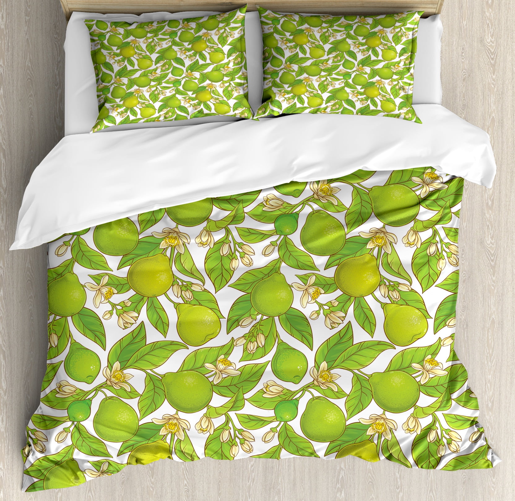 Forest Duvet Cover Set, Fruit Tree Branches and Bergamot Flowers ...