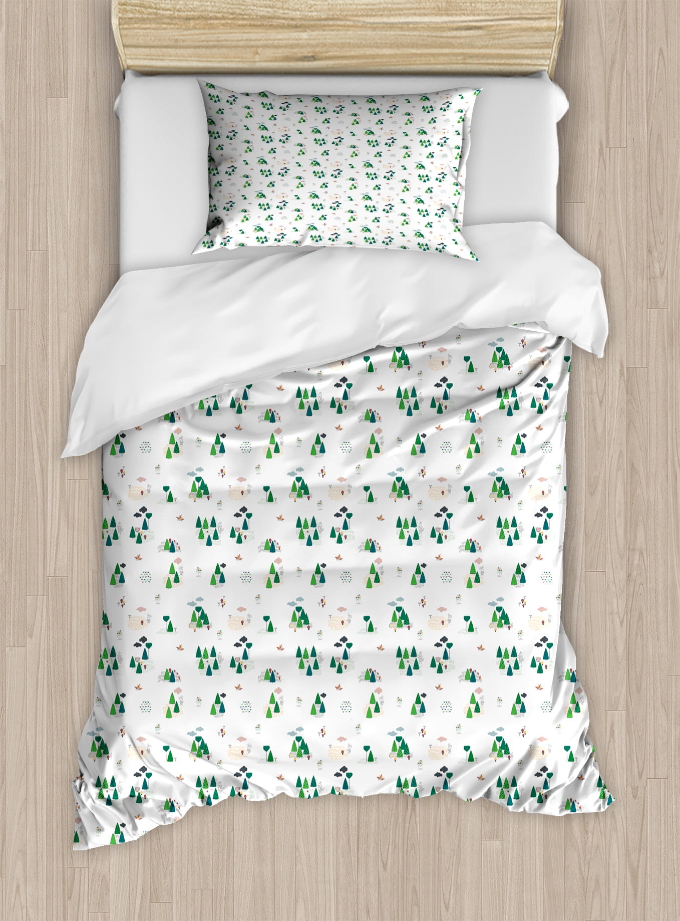 Forest Duvet Cover Set, Layout of Scandinavian Inspired Pattern of ...