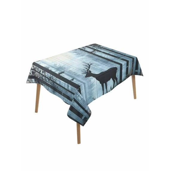 Forest Elk Table Cloth, Deer Birds Nature Tree Antlers Mountain ...