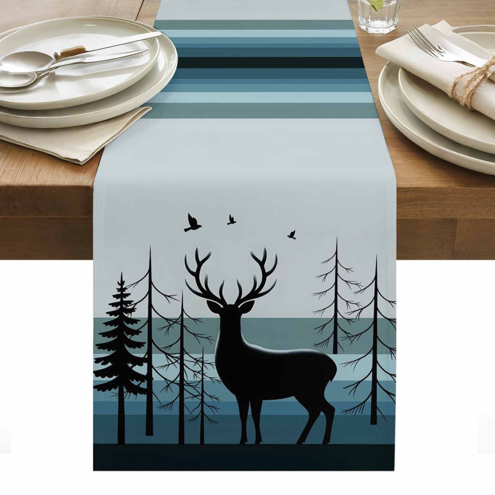 Forest Elk Table Runner - 70 Inch Long, Kitchen Dining Table Runner ...