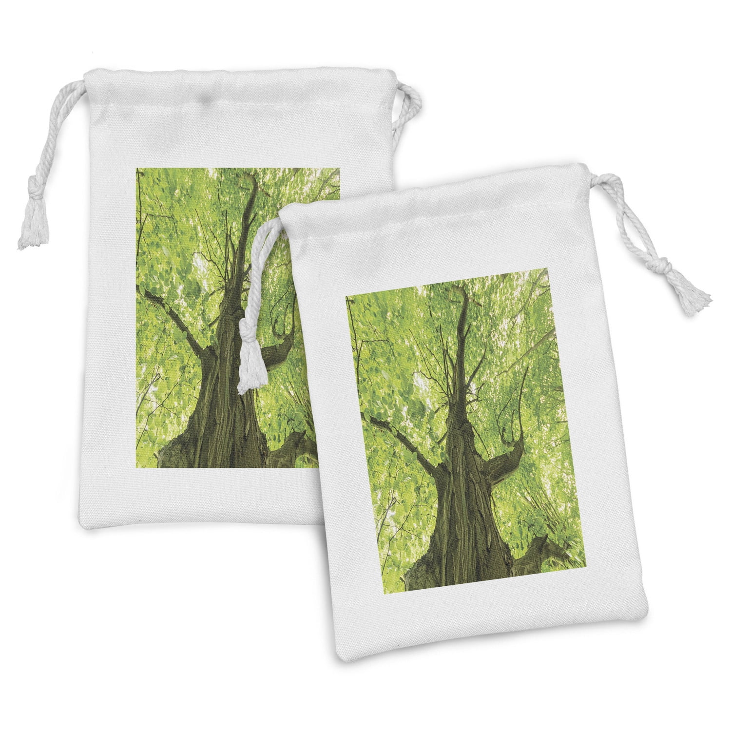 Forest Fabric Pouch Set of 2, Old Big Majestic Tree Environment ...