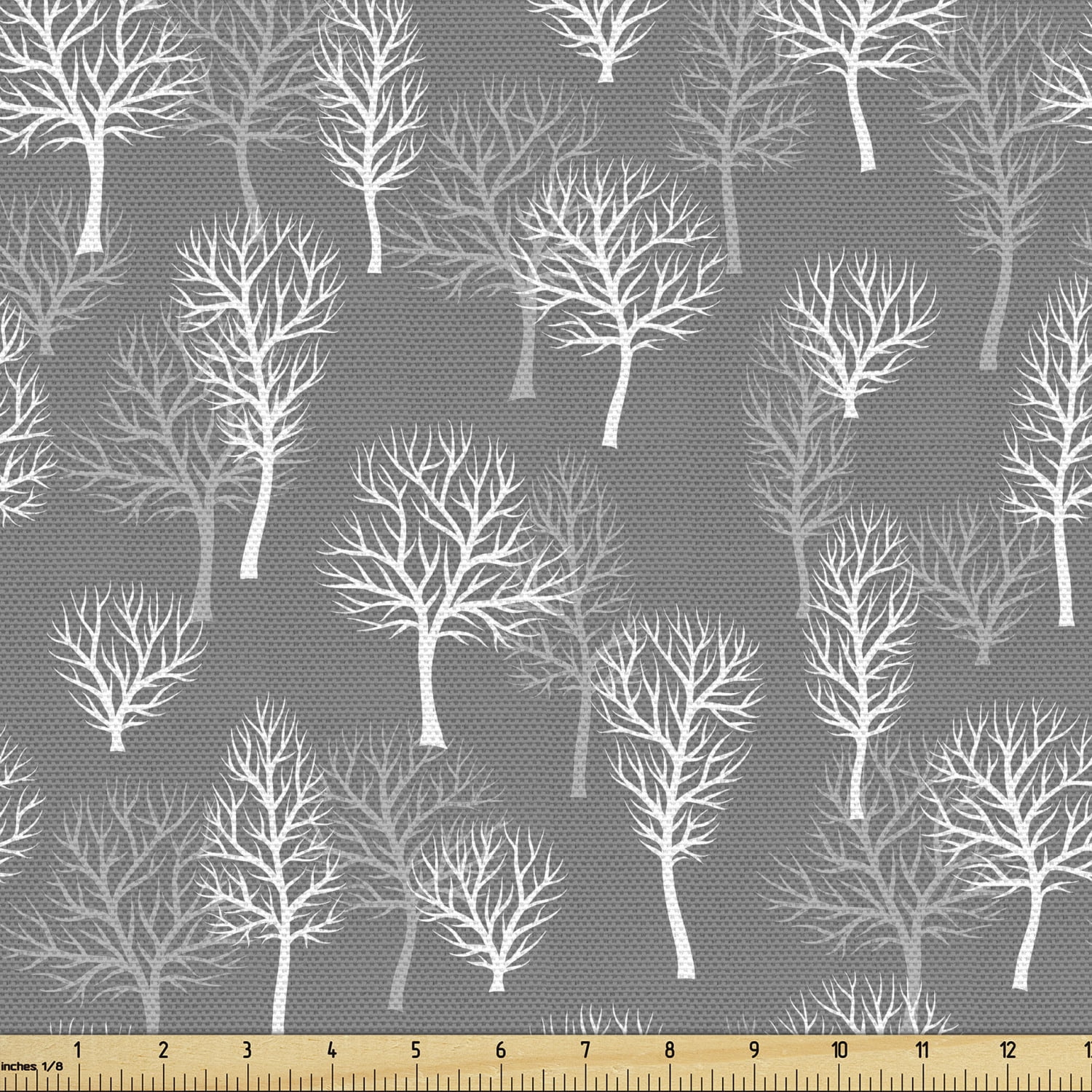 Ambesonne Forest Fabric by the Yard Upholstery, Winter Eco Deciduous ...