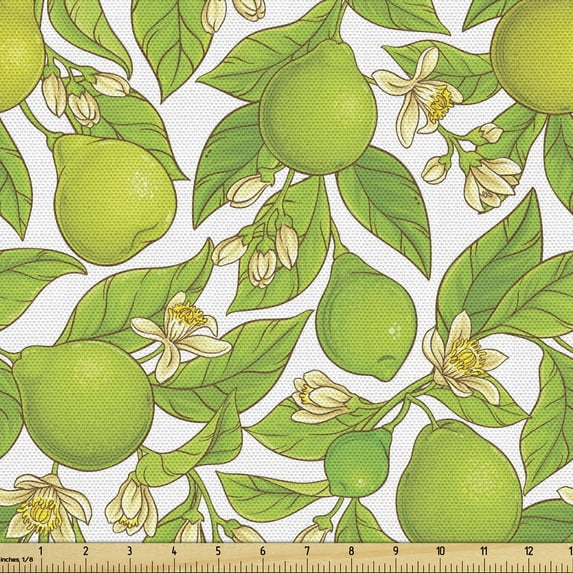 Ambesonne Forest Fabric by the Yard Upholstery, Bergamot Fruit and ...