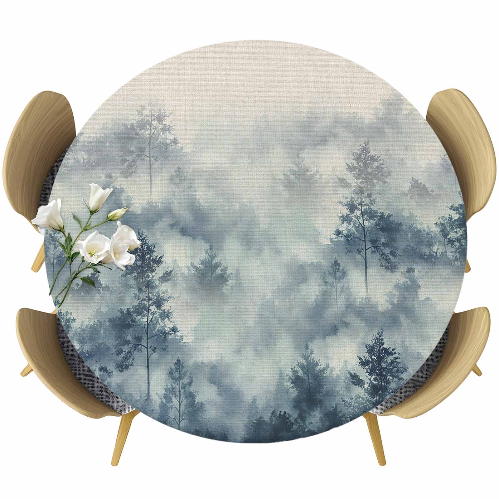 Forest Farmhouse Round Tablecloth 36-44 Inch Round Fitted Table Cloth ...