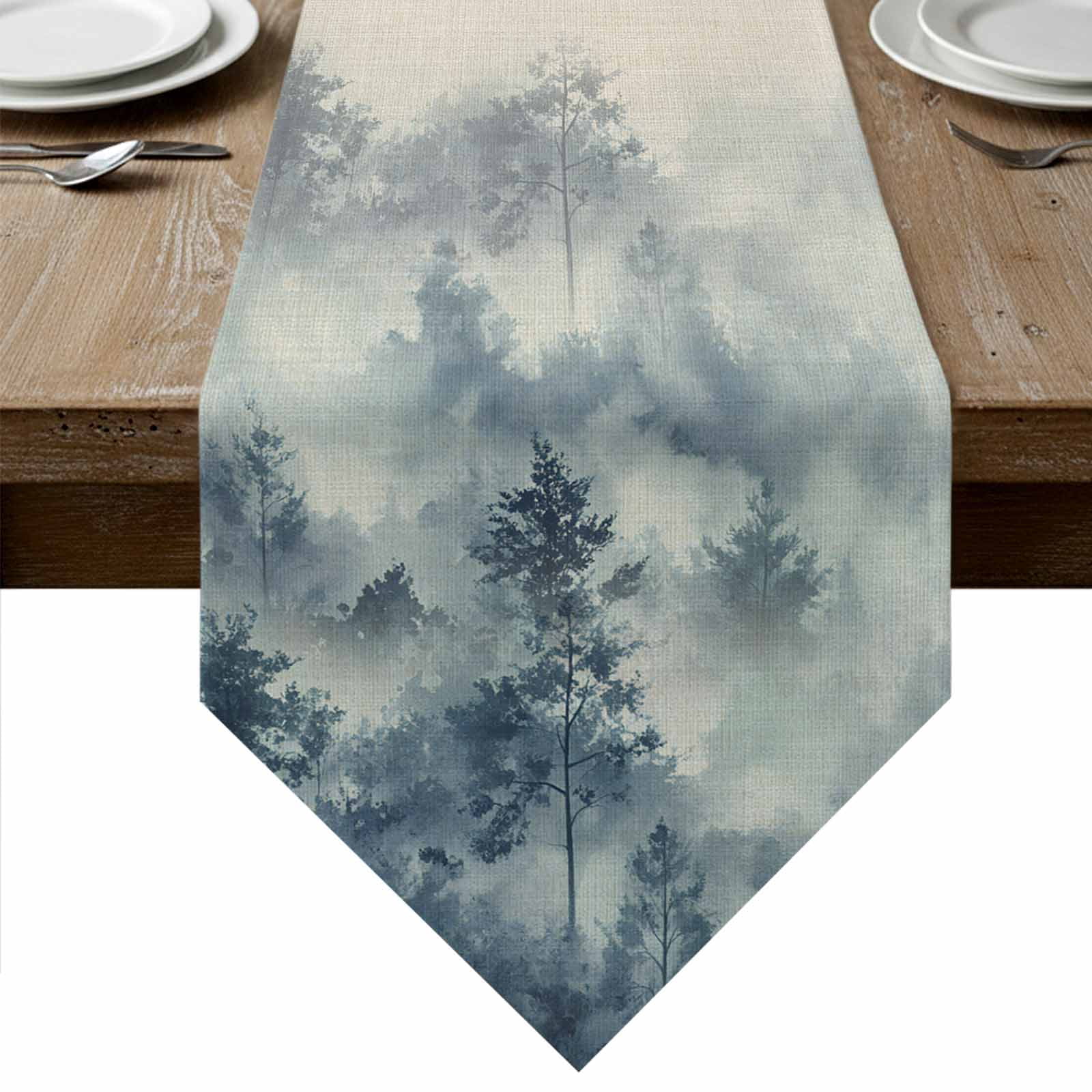 Forest Farmhouse Table Runner Linen Burlap Table Runner 120 Inches Long ...