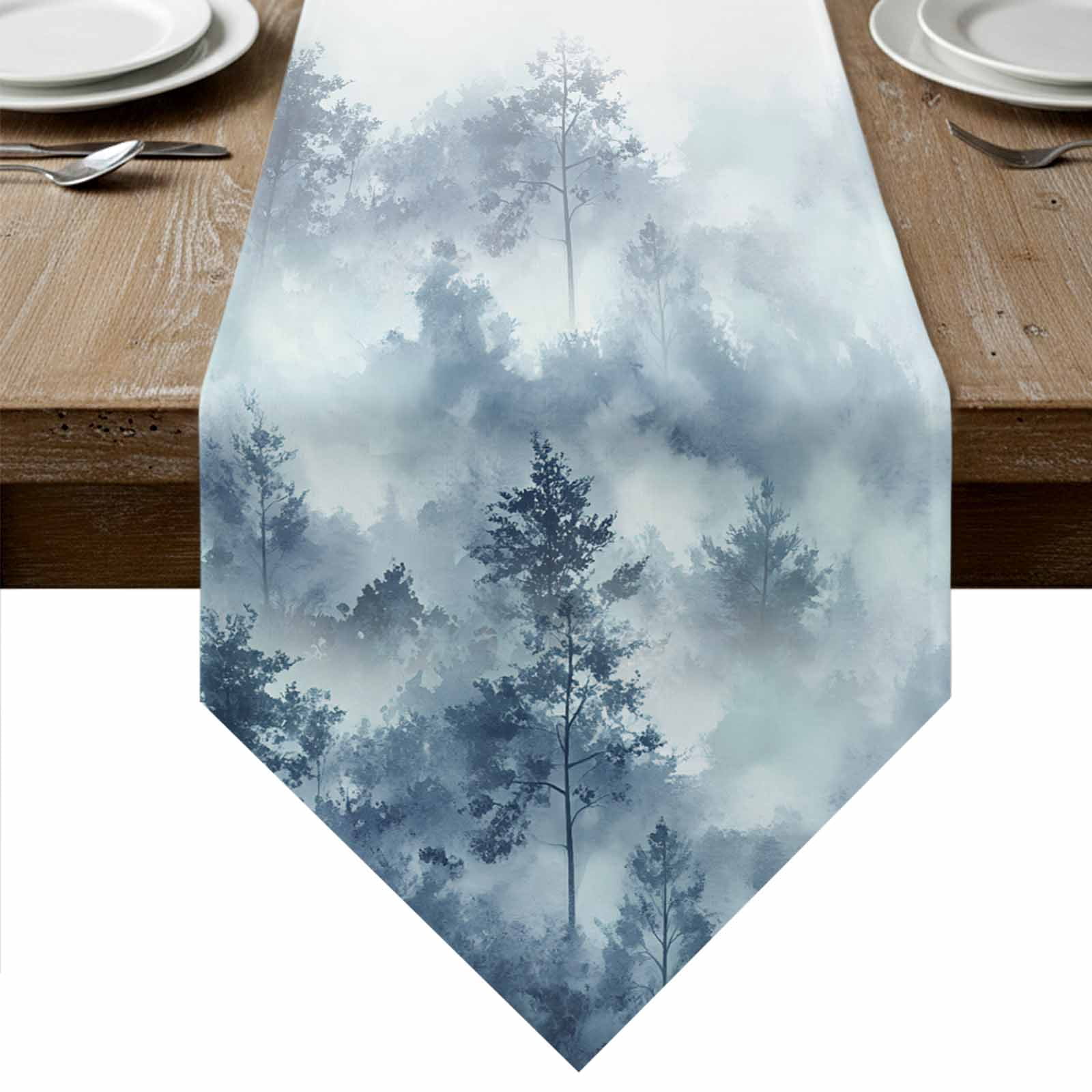 Forest Farmhouse Table Runner Linen Burlap Table Runner 72 Inches Long ...