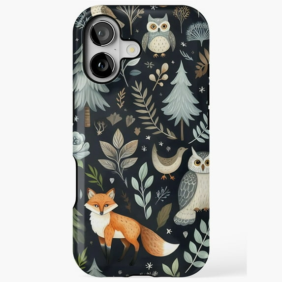 Forest Fauna Pattern Nature Art Phone Case with iPhone 17 to 11 Pro Max ...