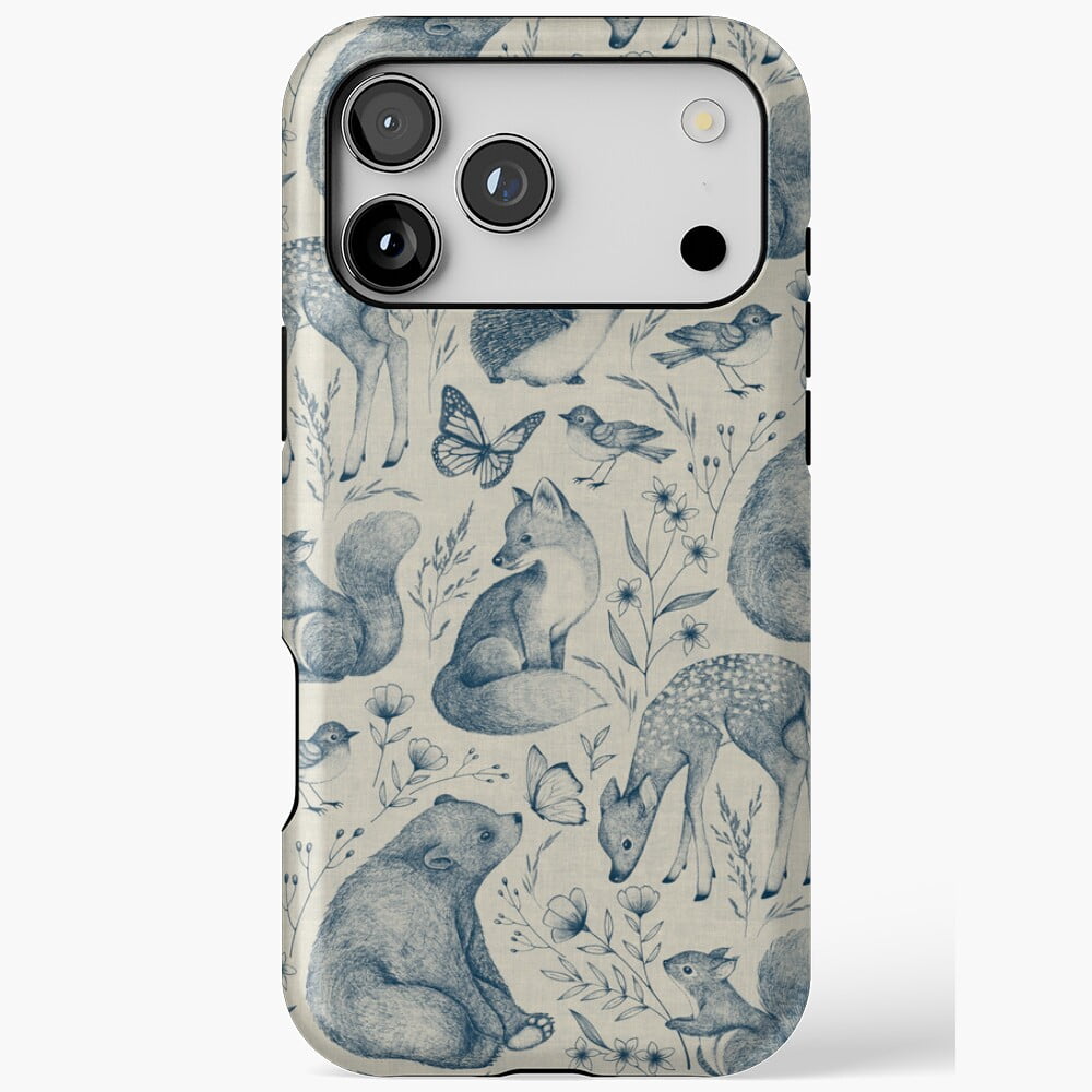 Forest Fauna Toile Nature Pattern iPhone Case 17 through 11 Pro Max ...
