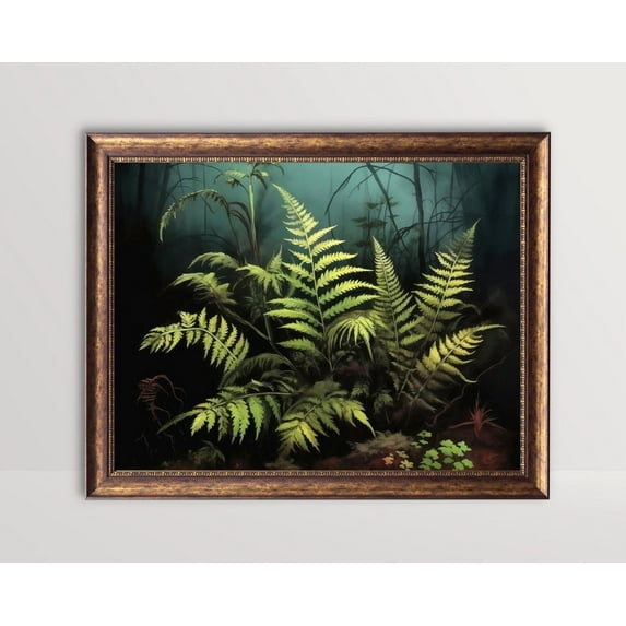 Forest Fern, Dark Cottagecore Wall Art, Botanical Moody Vintage, Green ...