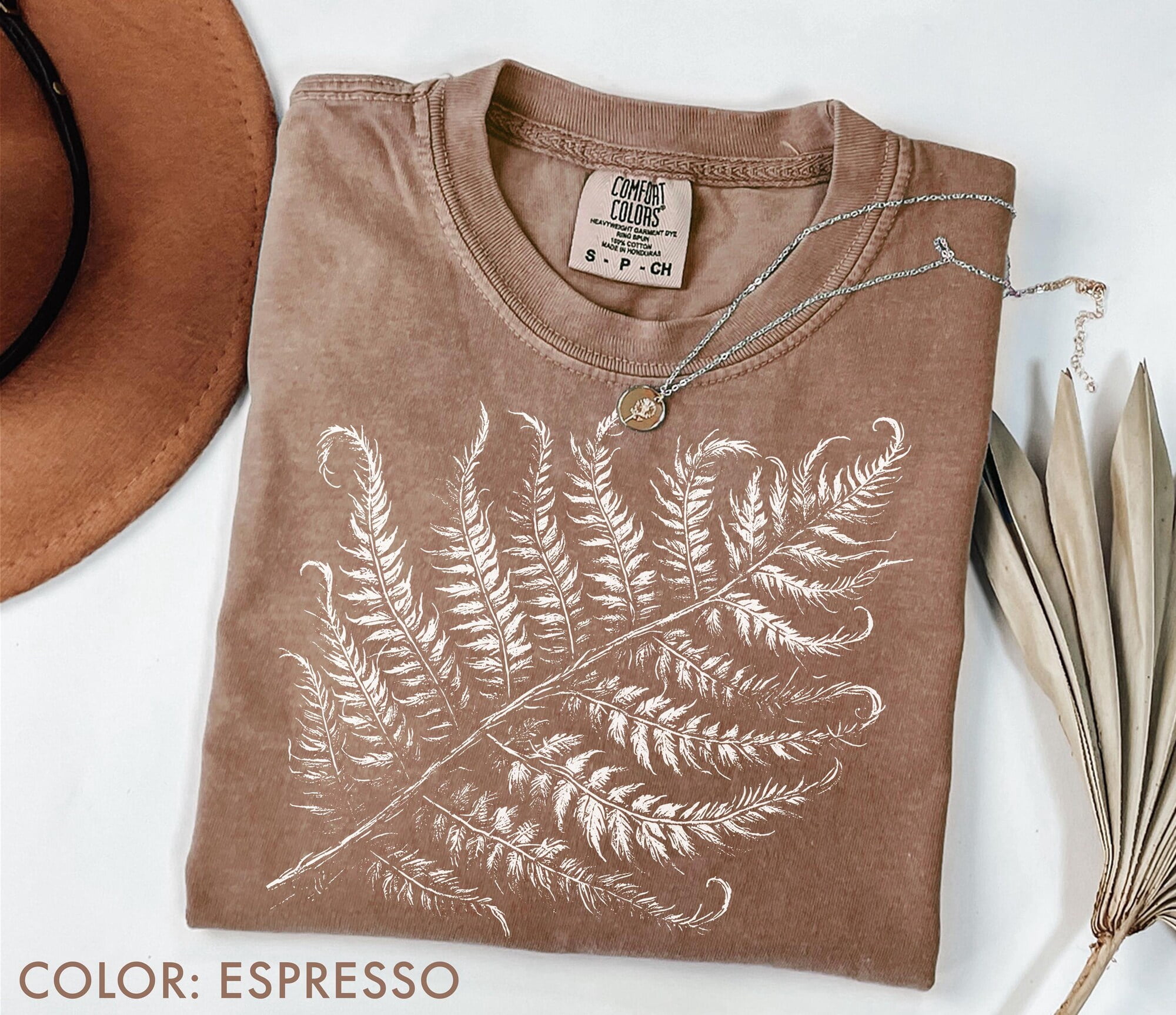 Forest Fern Linocut Shirt Fern Leaves Shirt Botanical Shirt Dark ...