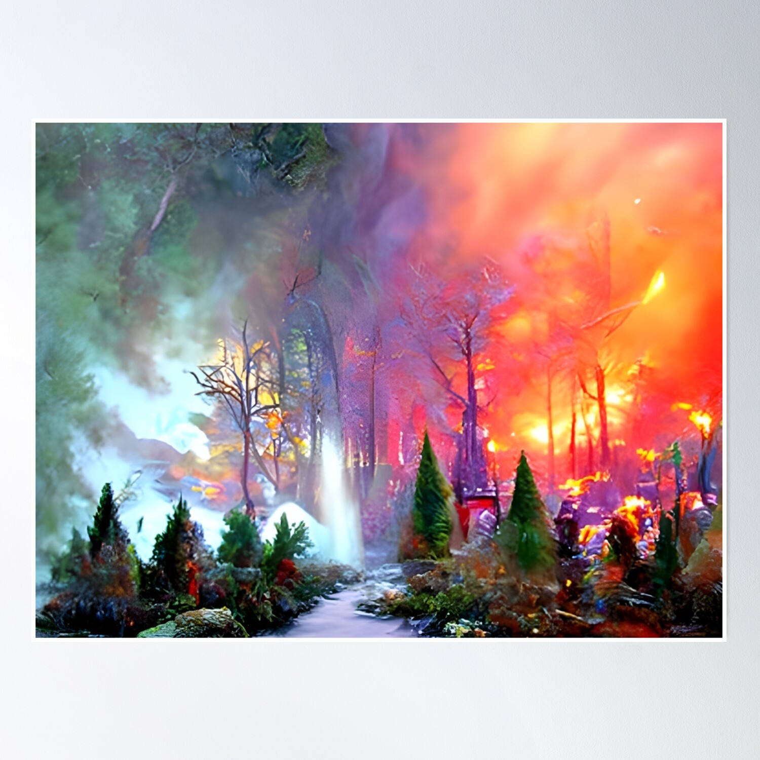 Forest Fire Poster Wall Art, Modern Wall Decor, 12x18 UNFRAMED ...