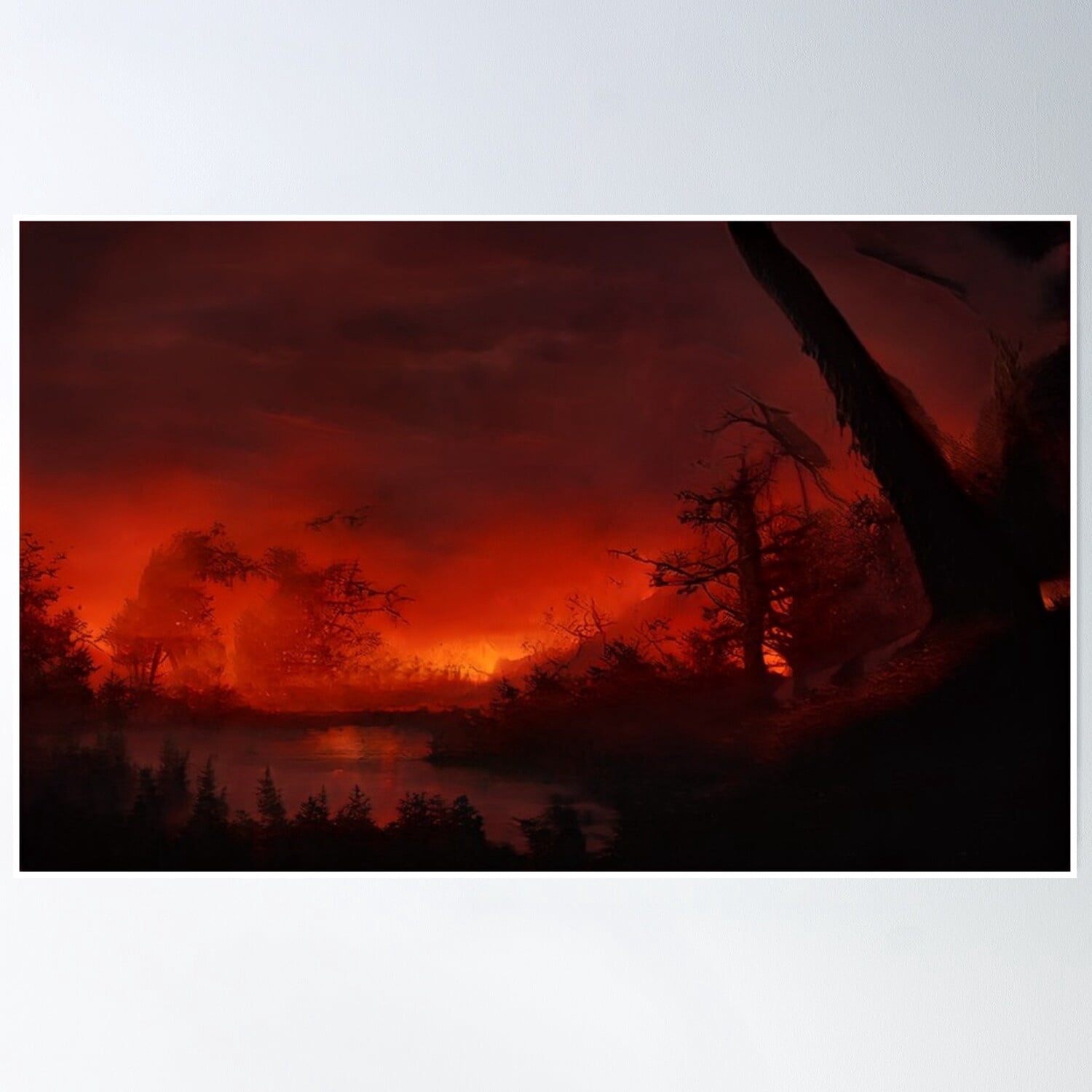 Forest Fire Poster Wall Art, Modern Wall Decor, 12x18 UNFRAMED ...