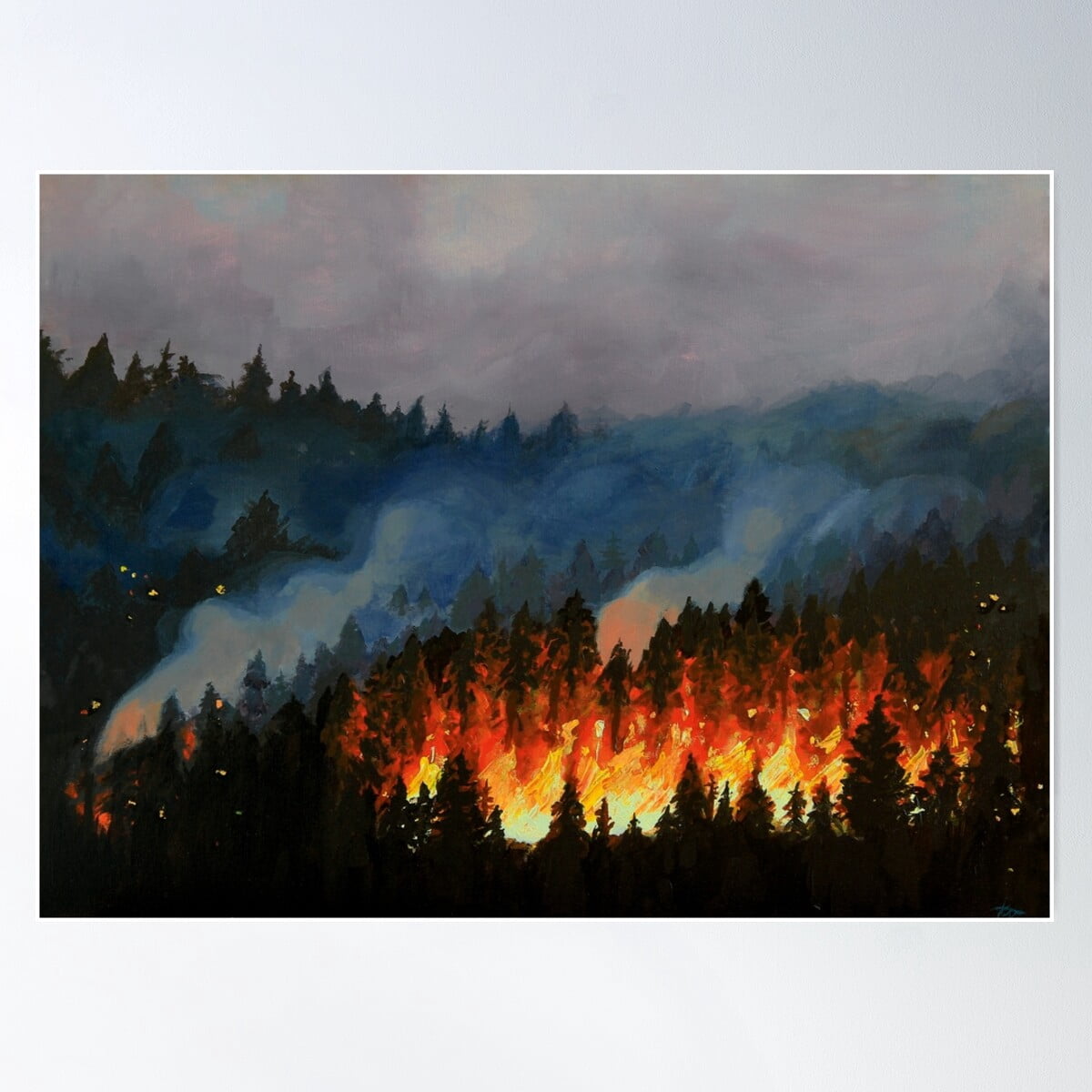 Forest Fire Poster Wall Art, Modern Wall Decor For Living Room Bedroom ...