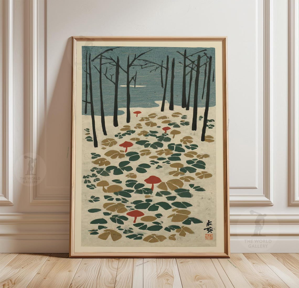 Forest Floor Poster Minimal Nature Art Mushroom Woodland Wall Decor ...