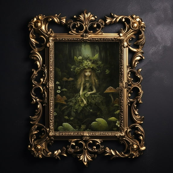 Forest Floral Fairy Moody Sage Green Cottagecore Print, Fairycore Wall ...