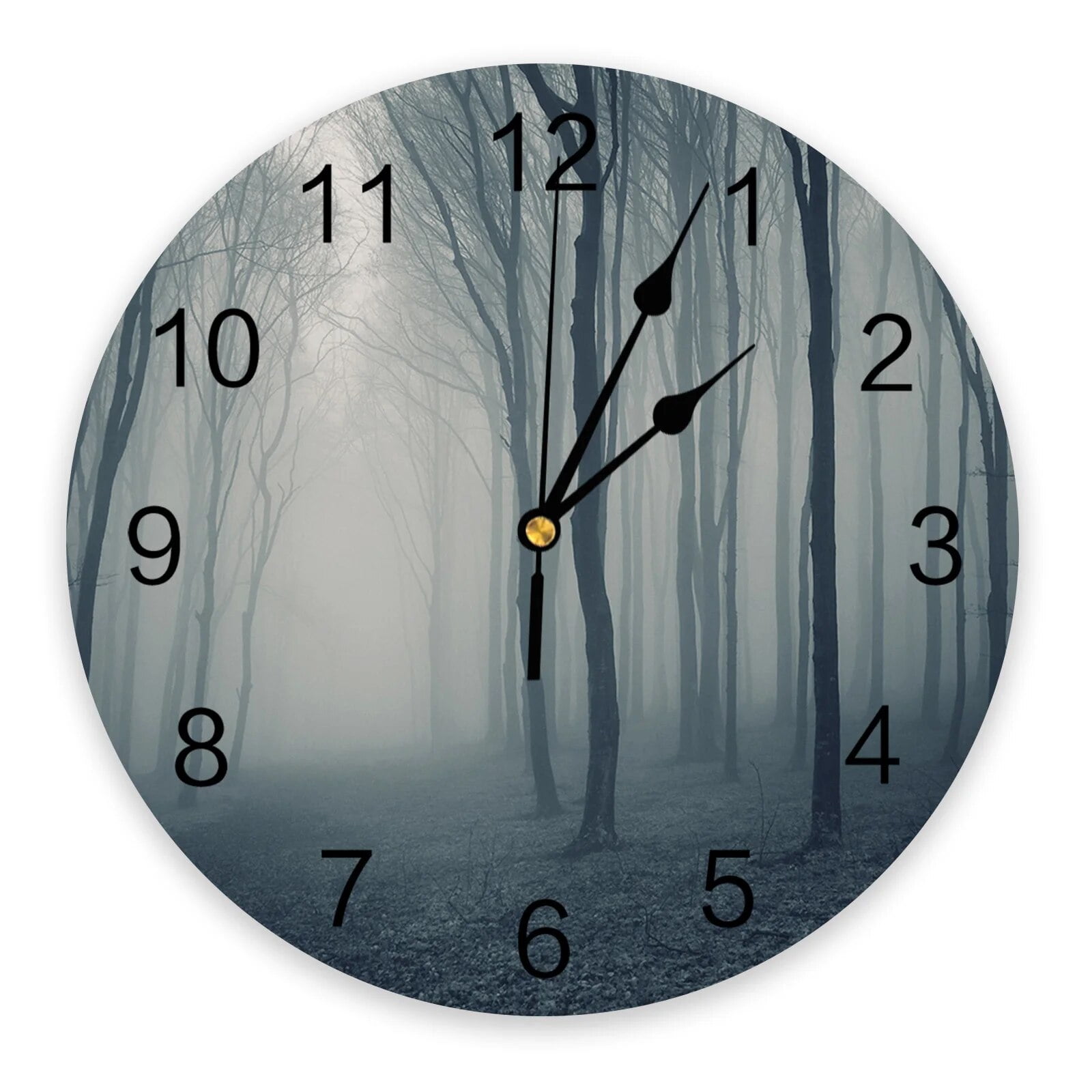Forest Fog Trees Branches Clocks Wall Home Decor Modern Kitchen Room ...