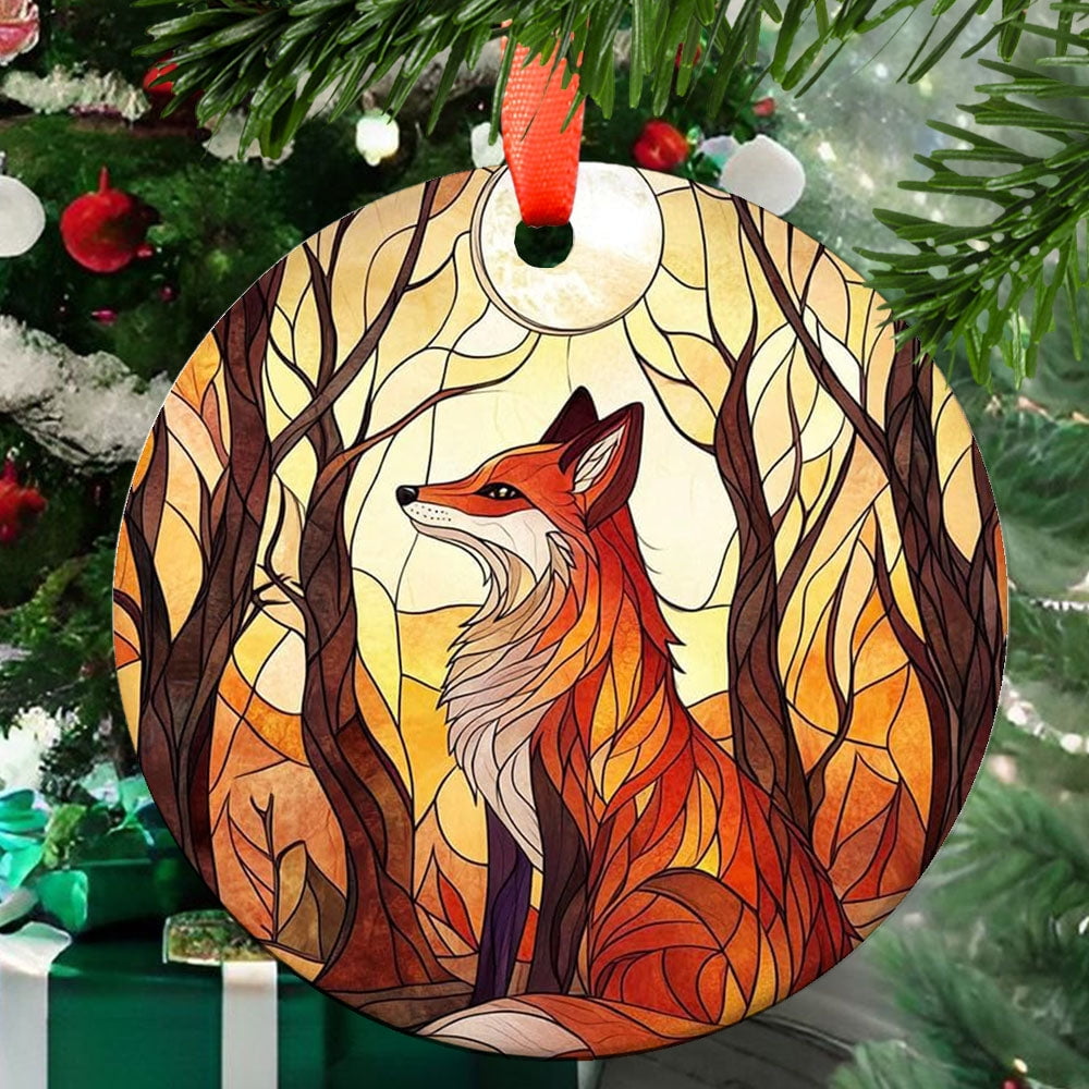 Forest Fox 1 Ceramic/Acrylic Christmas Ornament, Warm Fall Feast Moment ...