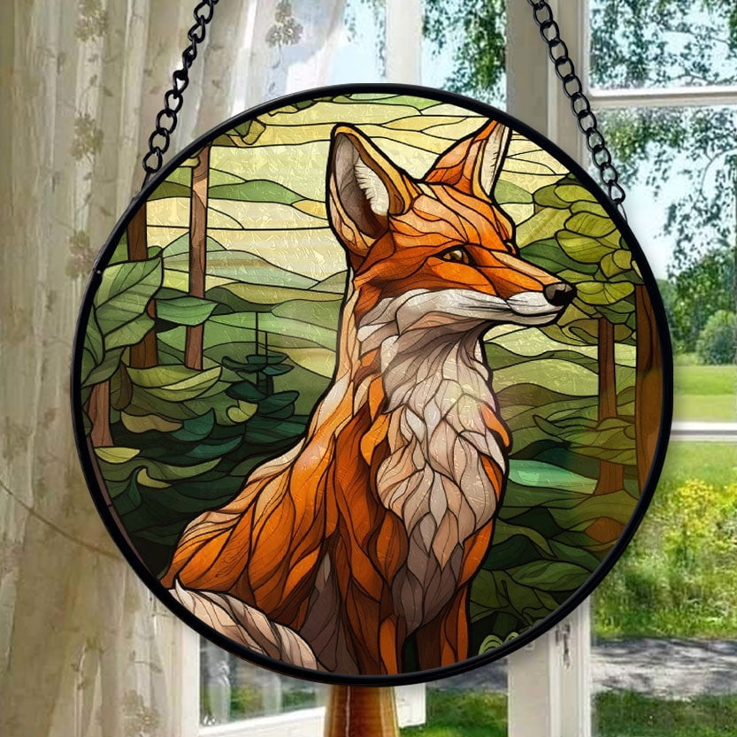 Forest Fox #1: Stained Glass Style Wall or Window Hanging, Stained ...