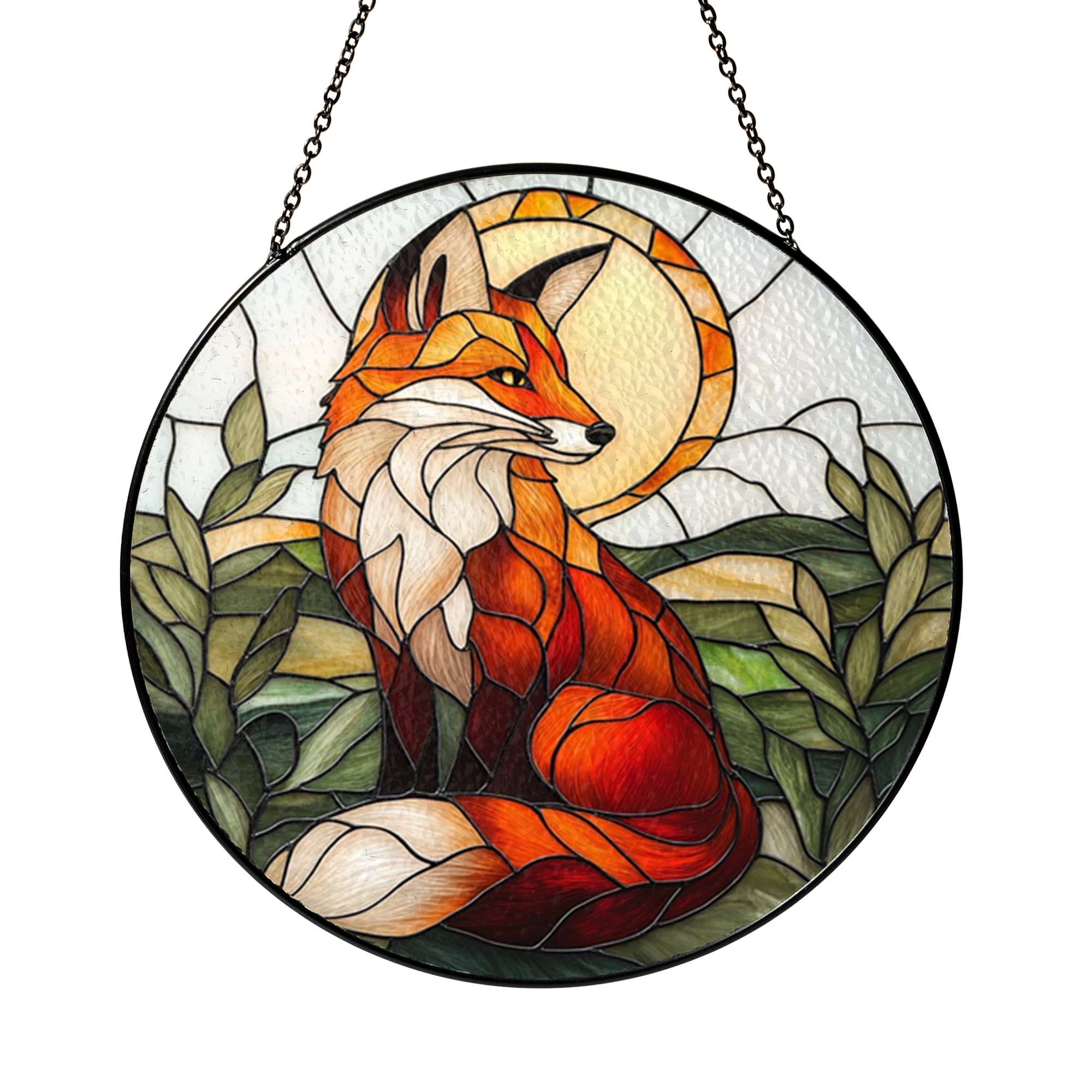 Forest Fox Stained Glass Style Suncatcher Window Hanging, Woodland ...