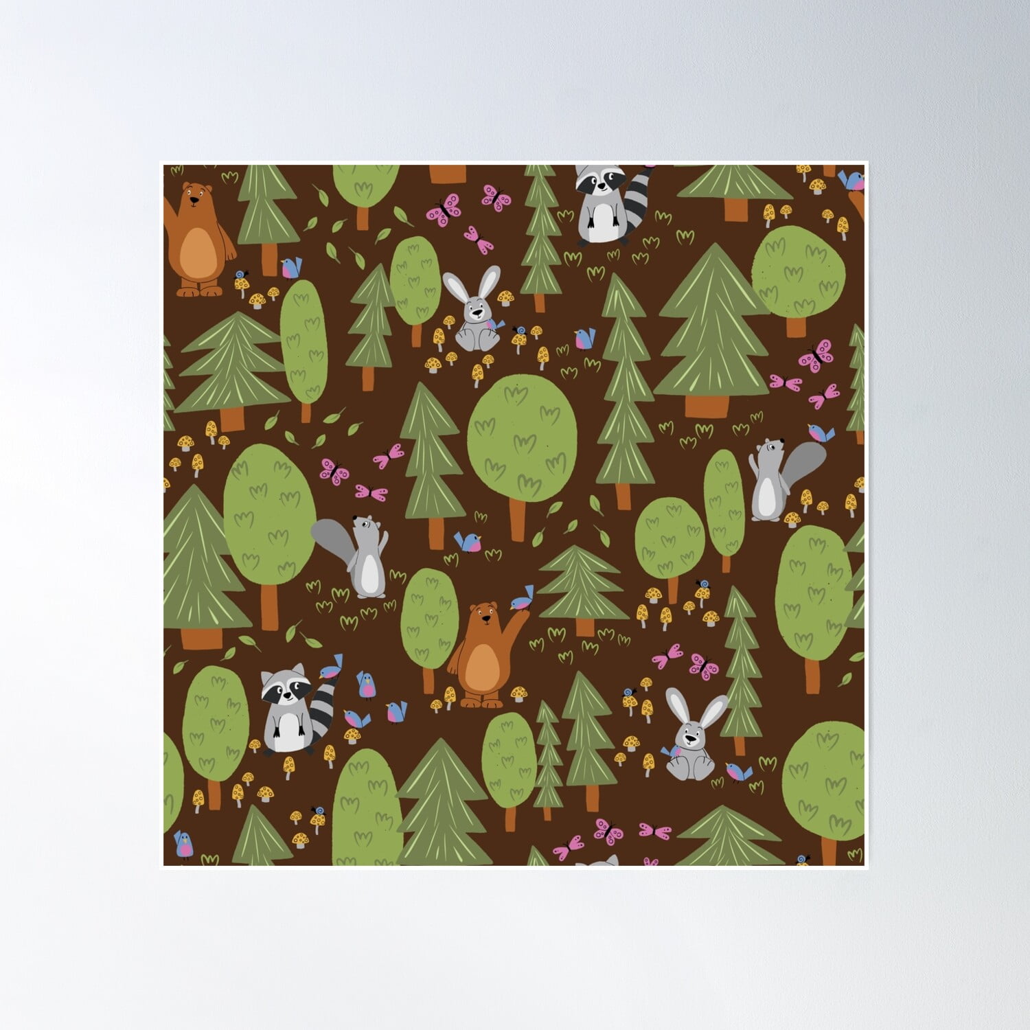 Forest Friends - Charming Woodland Scene With Bears, Bunnies, Raccoons ...