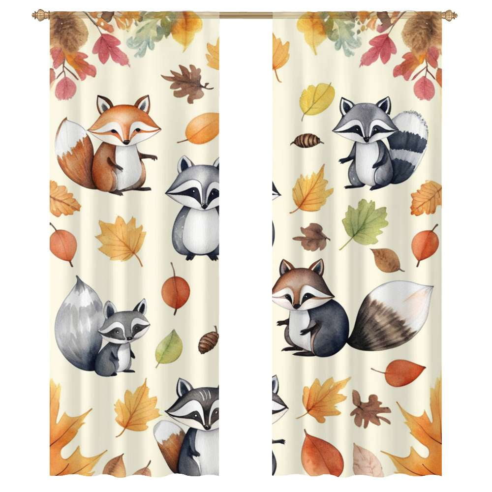 Forest Friends Print Modern Tulle Window Curtains for Living Room ...