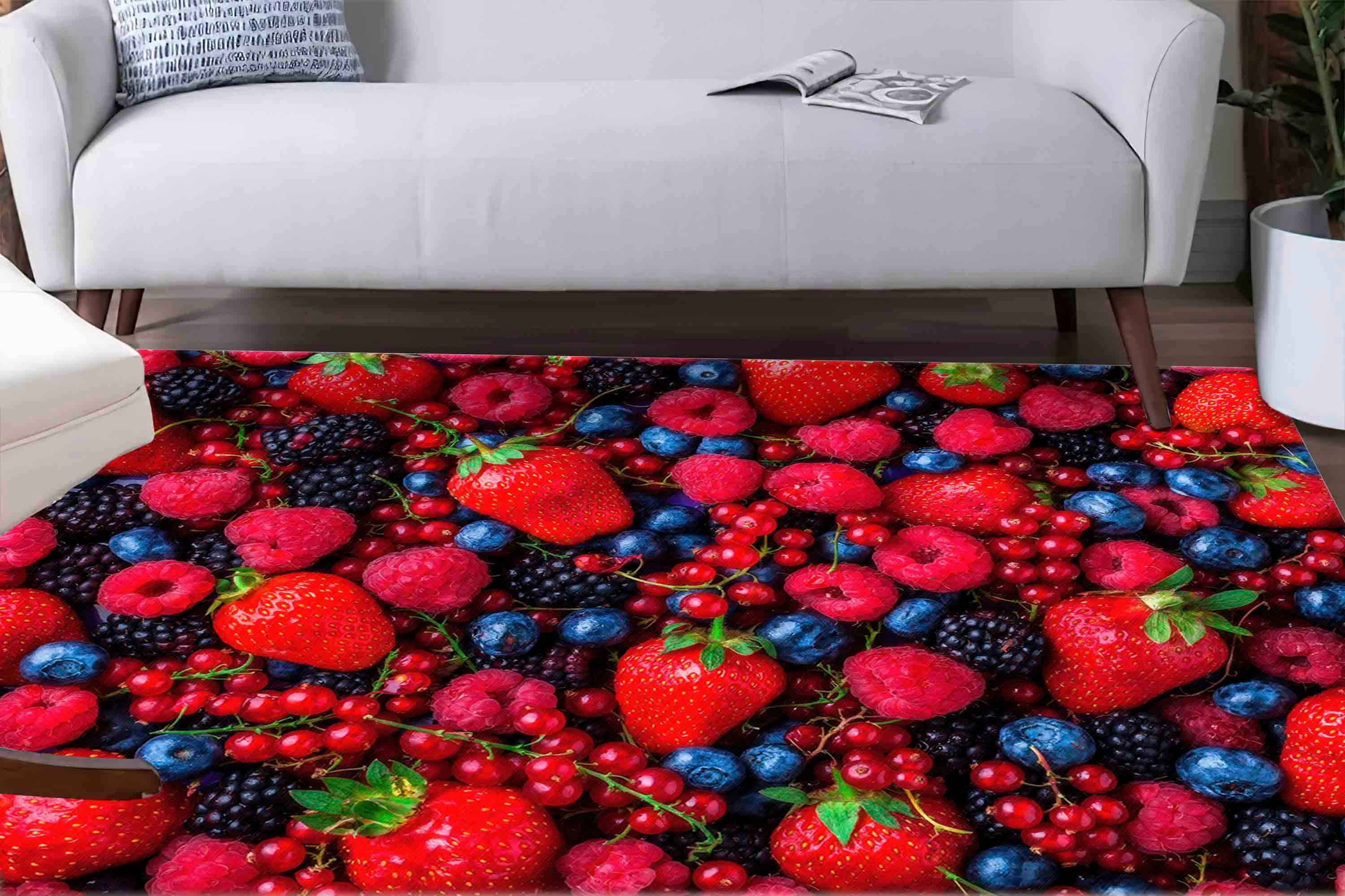 Forest Fruits Rugs, Raspberry Rug, Kitchen Rug, Modern Rug, Gift Rug ...