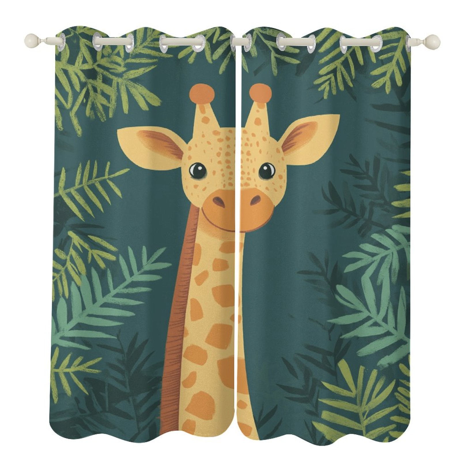 Forest Giraffe (22) 2 Panel Curtain Set, Watercolor Painting Window ...