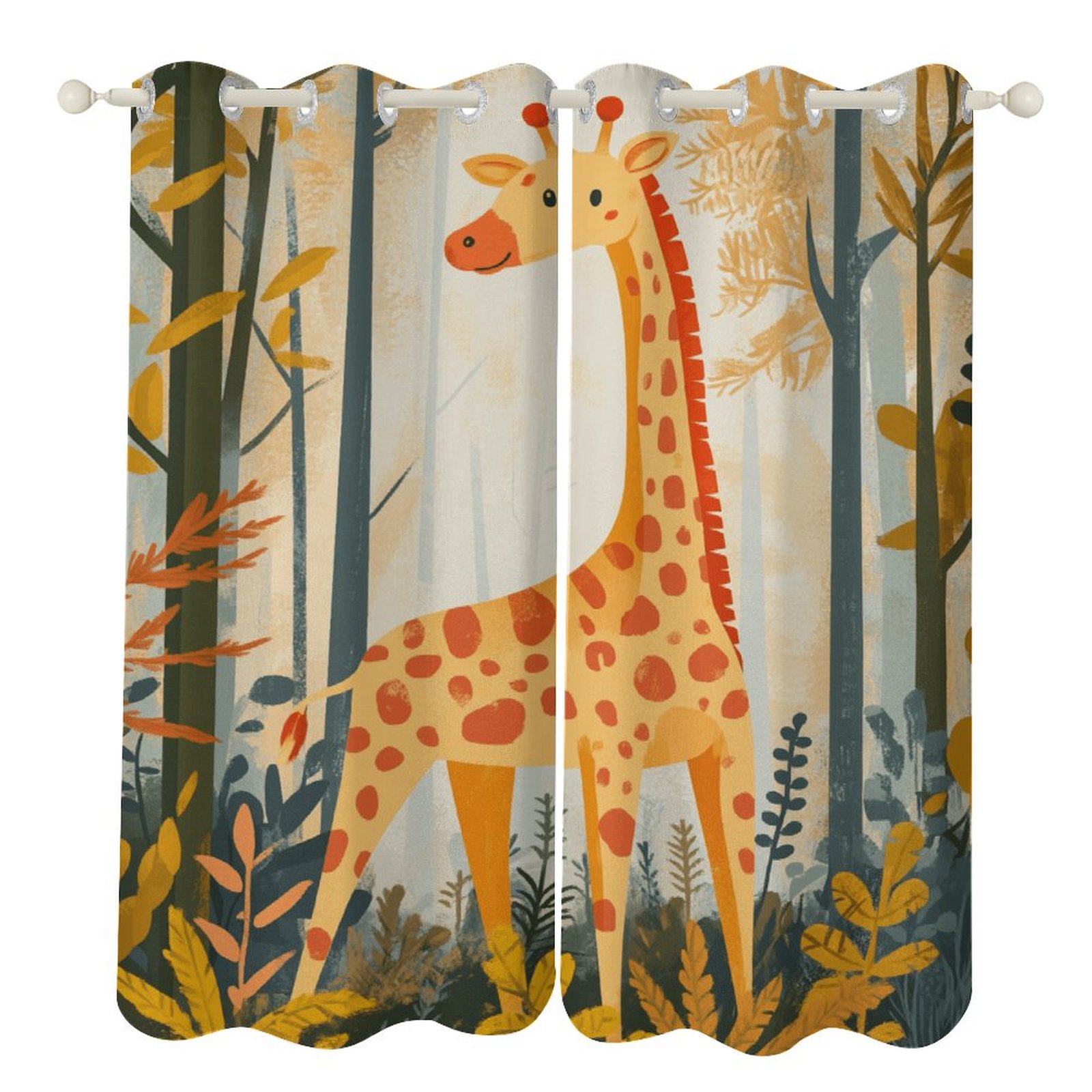Forest Giraffe (25) 2 Panels 3D Printing Pattern Curtain for Bedroom ...