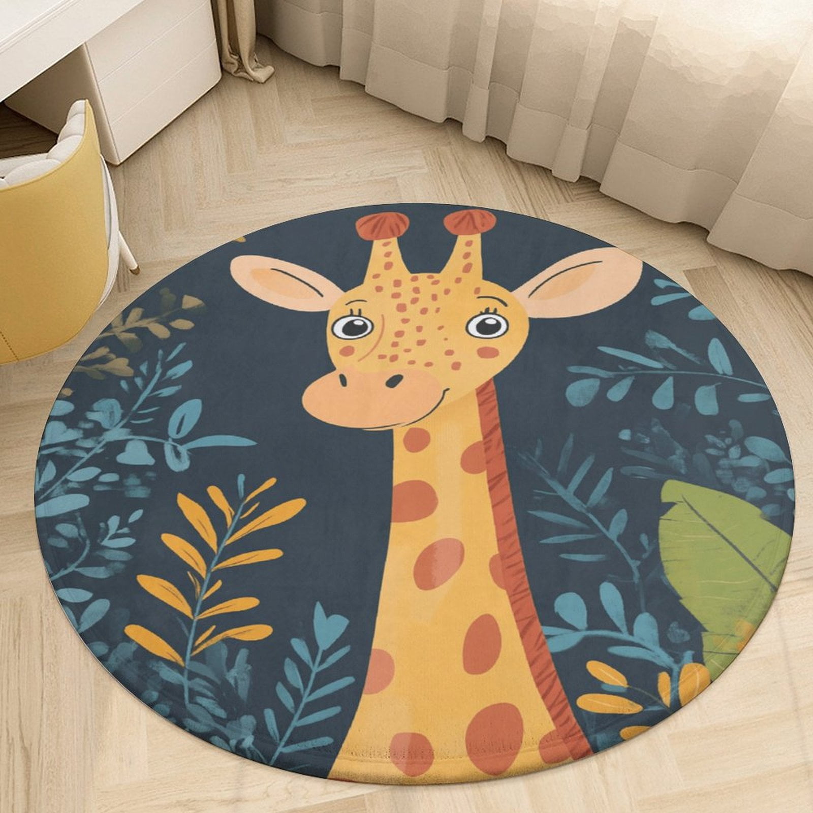 Forest Giraffe Round Area Rugs for Bedroom Living Room, 6FT Soft Indoor ...