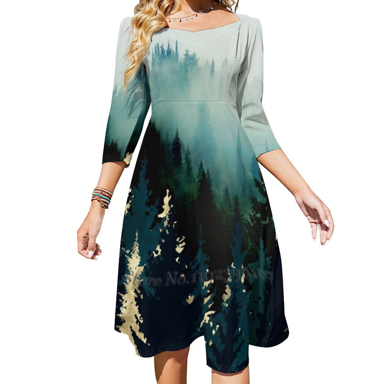 Forest Glow Evening Party Dresses Midi Sexy Dress Female Sweet One ...