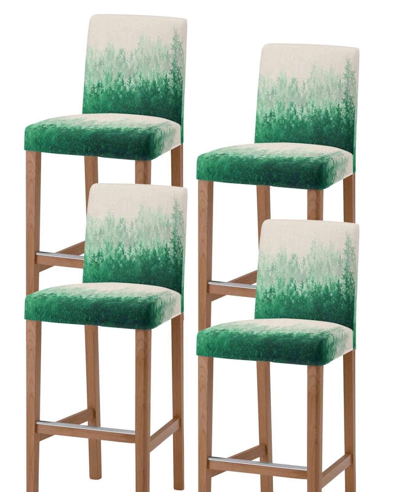 Forest Green Bar Stool Chair Covers Set of 4 with Back,Gradient ...