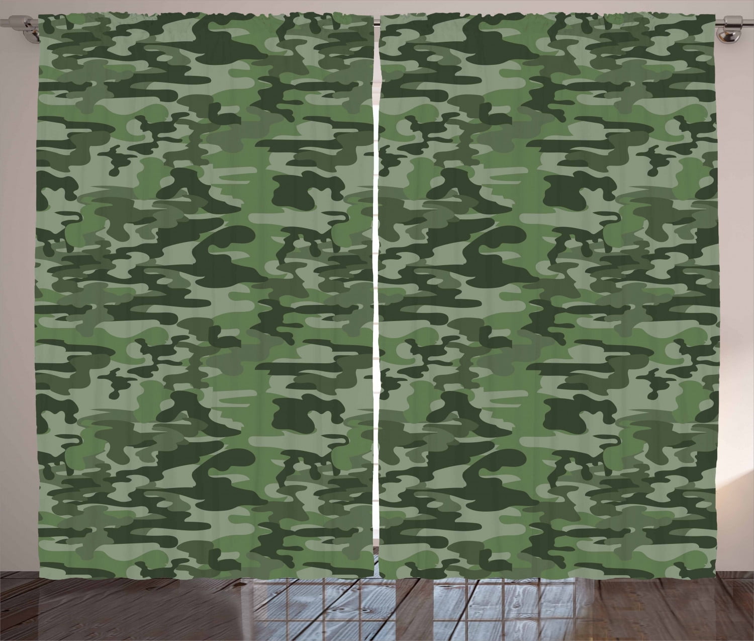 Ambesonne Forest Green Curtains 2 Panel Set, Uniform Pattern, 108" x 90 ...