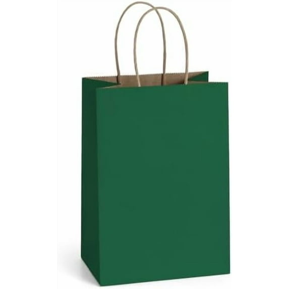 Forest Green Gift Bags with Handles Bulk 5.25x3x8 Inch 100Pcs Small ...