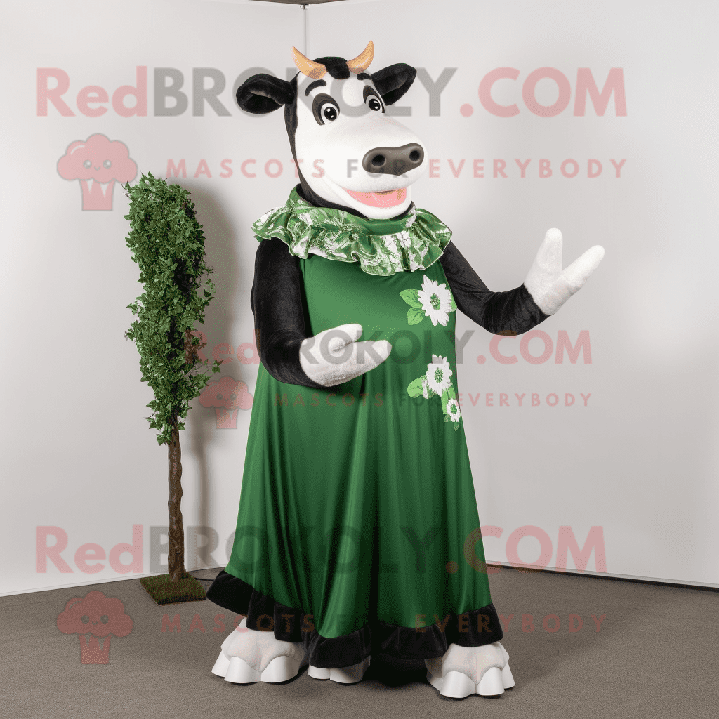 Forest Green Holstein Cow REDBROKOLY mascot costume character dressed ...