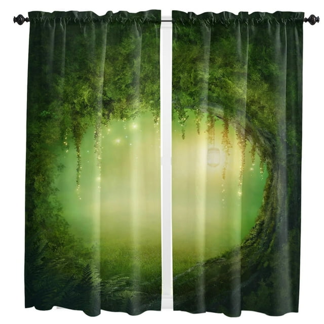 Forest Green Magic Fantasy Nature Scenery Tree Curtains in the Bedroom ...