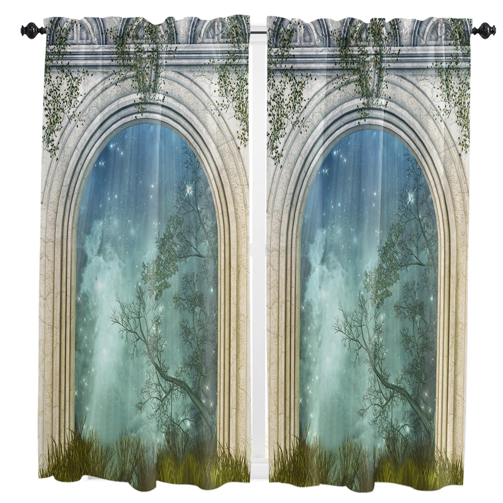 Forest Green Magic Fantasy Nature Scenery Tree Curtains in the Bedroom ...