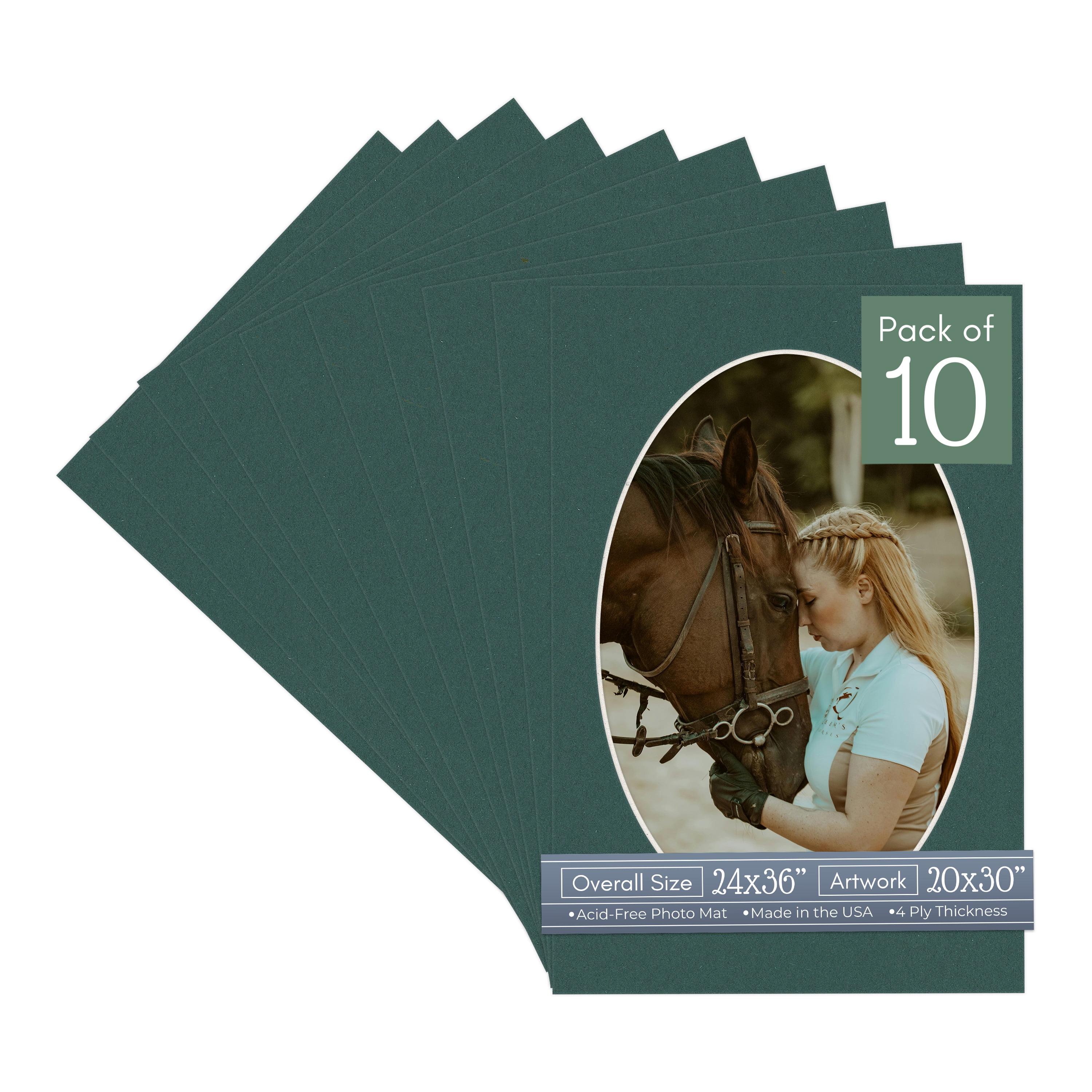 Forest Green Picture Frame Mat for 24x36 Frames - Oval Opening for ...