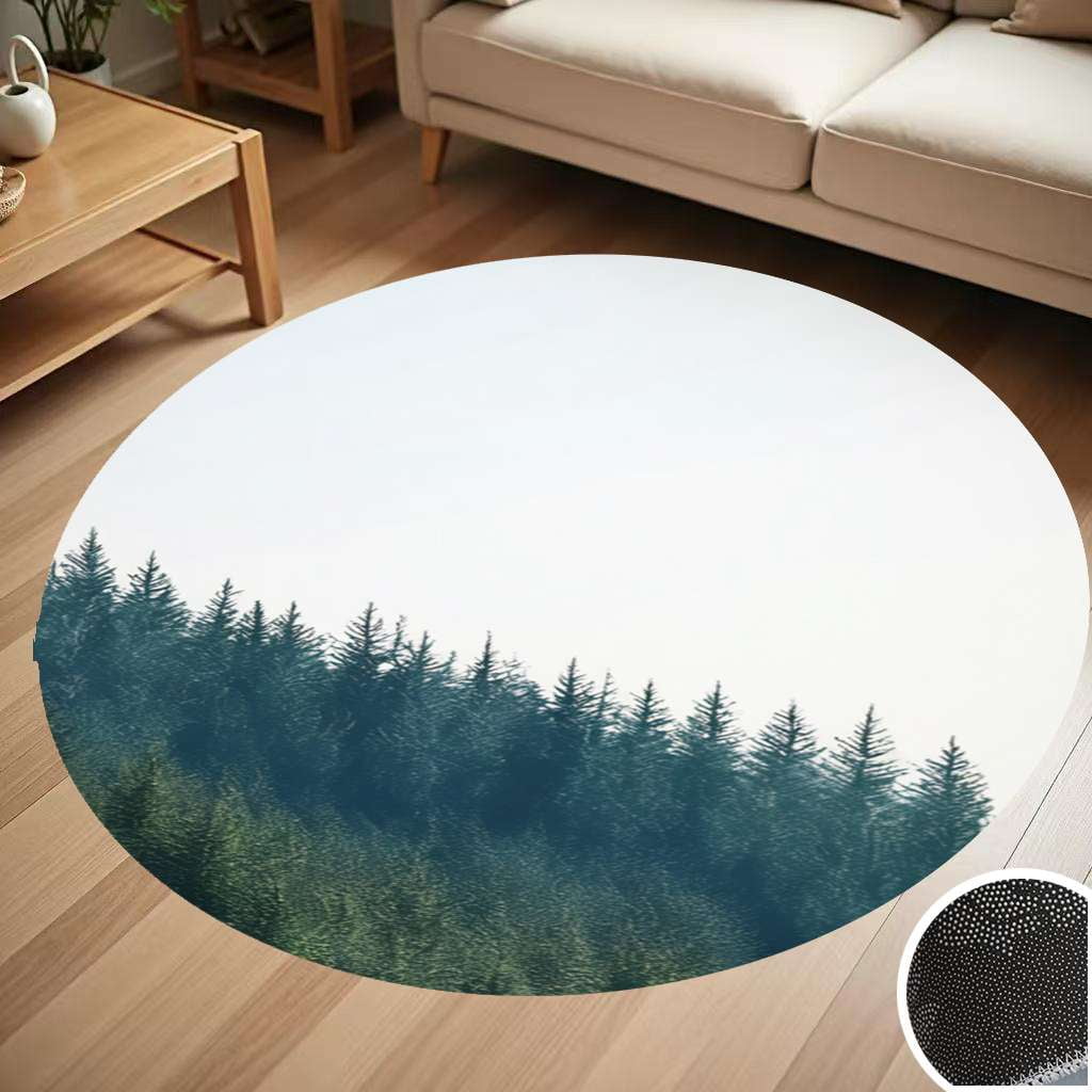 Forest Green Pine Trees Round Carpet Living Room Bedroom Home ...