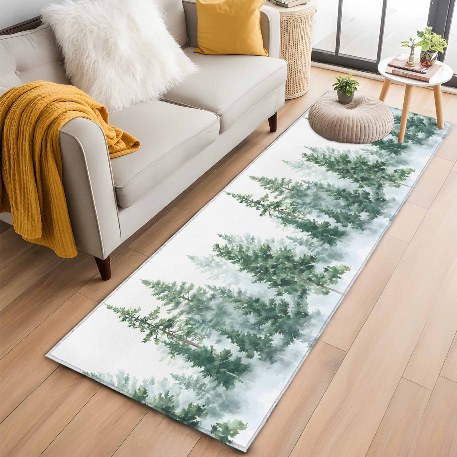Forest Green Runner Rug 2x6 FT,Non Slip Hallway Rugs,Spring Summer ...