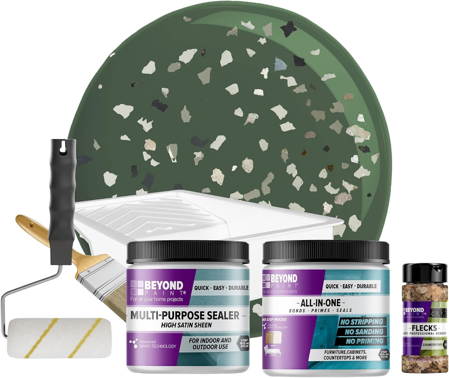Forest Green Smoked Gray Flecks Countertop Makeover Kit with Paint ...