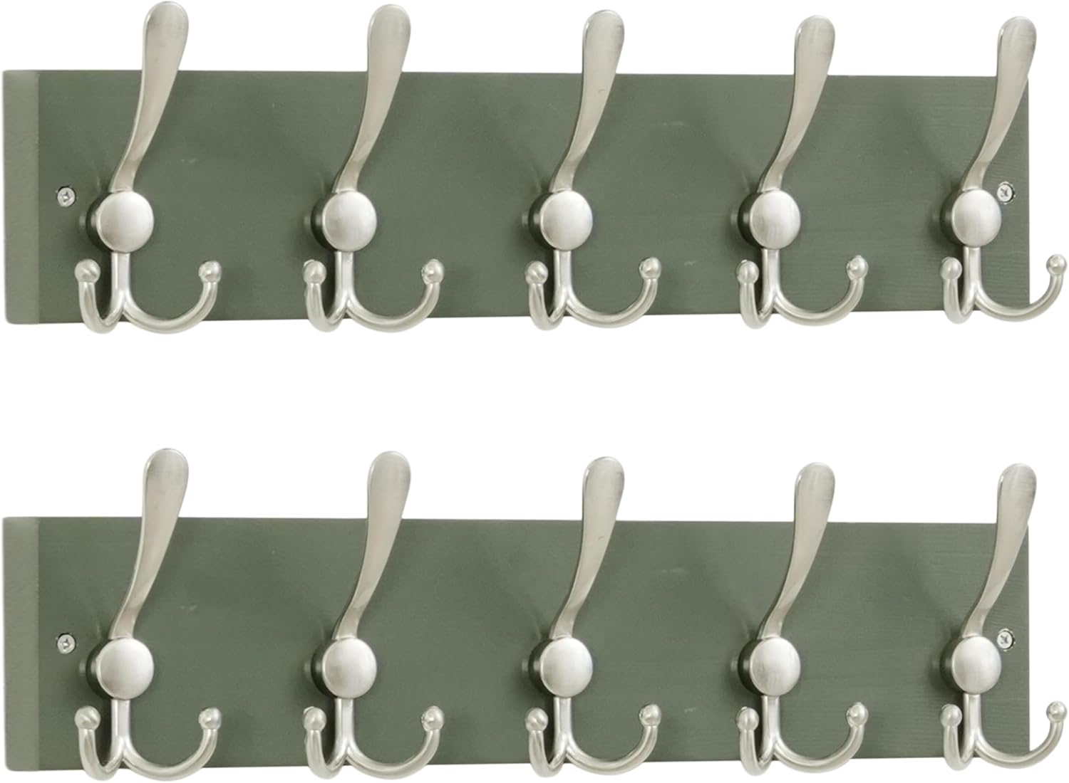 Forest Green Solid Wood Wall Mounted Coat Rack with 5 Hooks, 16-7/8 ...