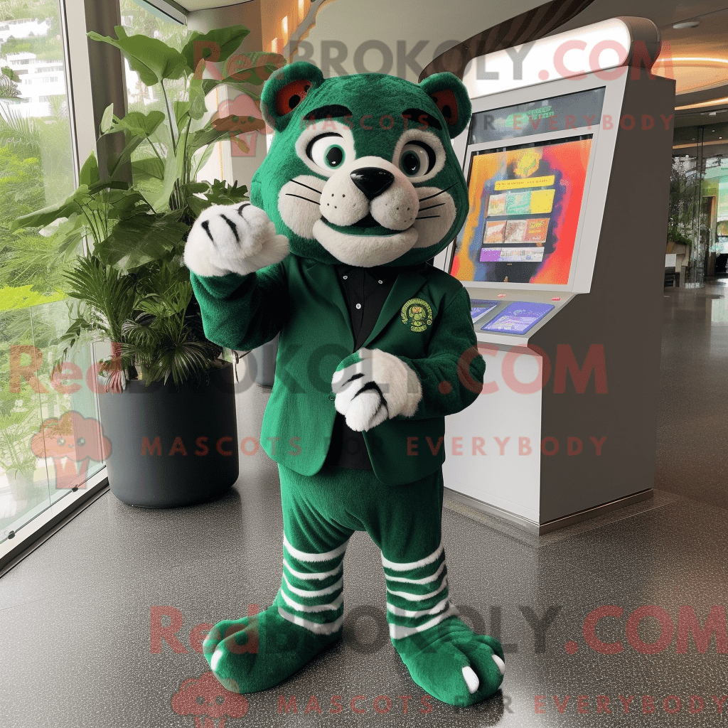 Forest Green Tiger REDBROKOLY mascot costume character dressed with a ...