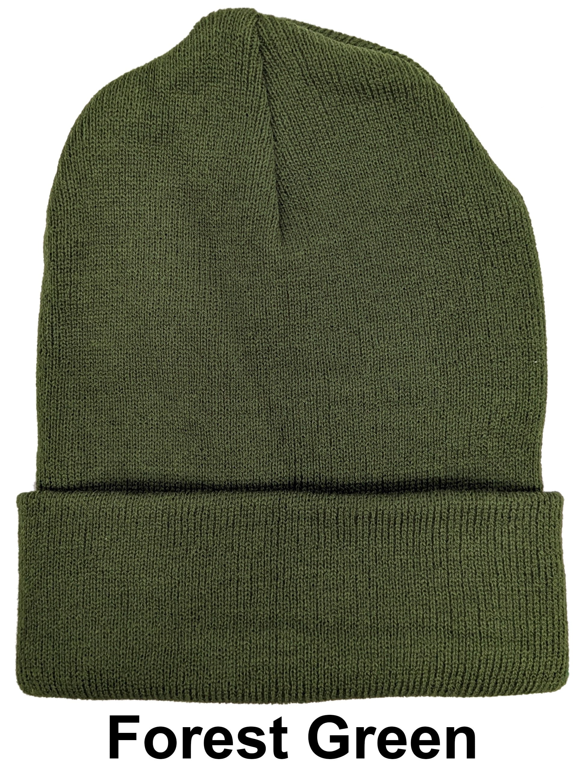Forest Green Unisex Plain Warm Knit Beanie Hat Cuff Skull Ski Cap ...