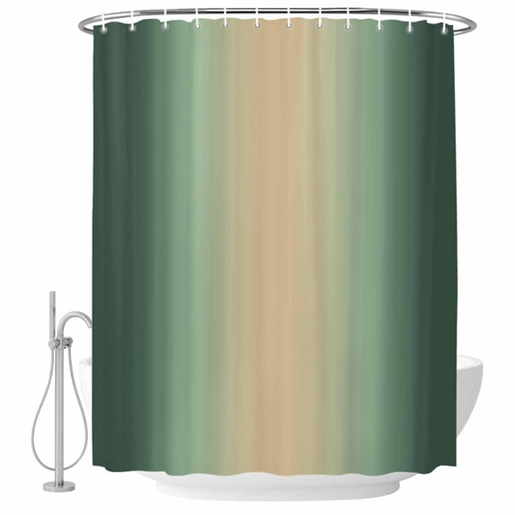 Forest Green Yellow Gradient Bathroom Shower Curtains with Hooks ...