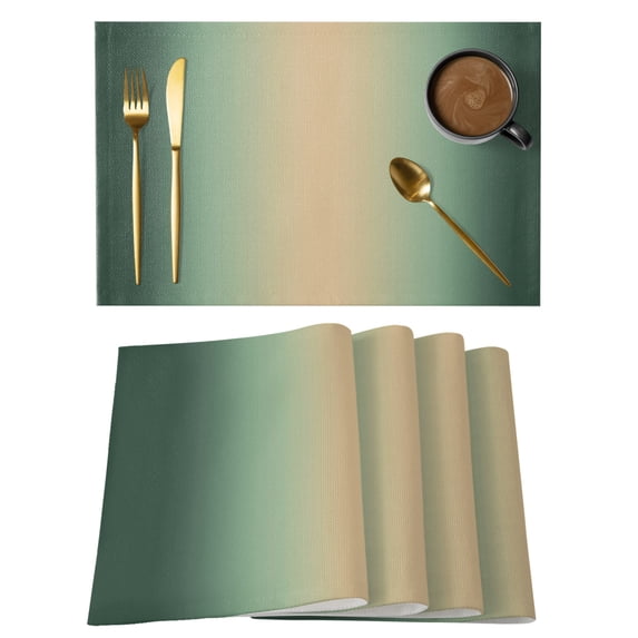 Forest Green Yellow Gradient Cotton Linen Placemats Set of 6 ...